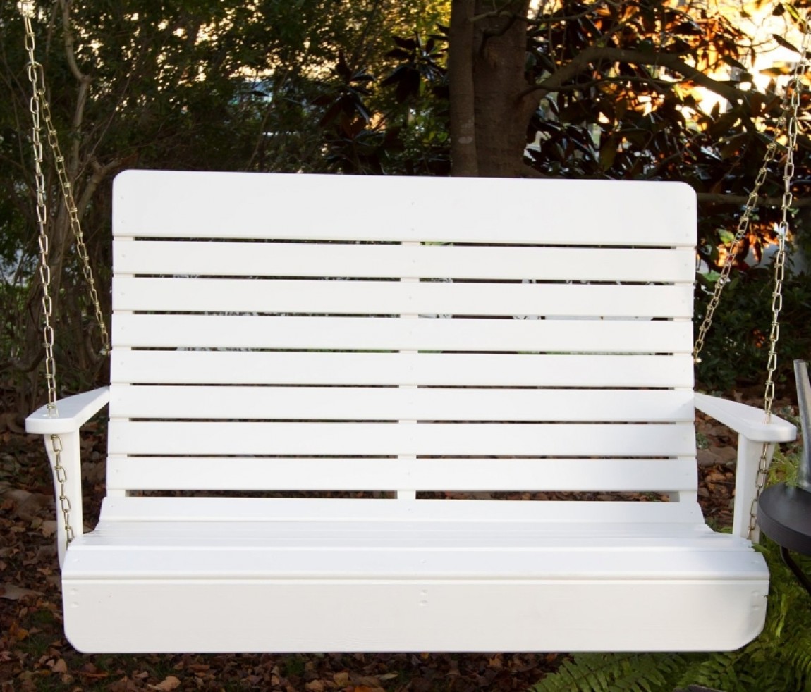 Porchgate Amish Made High Back White Porch Swing | Fresh Garden Decor