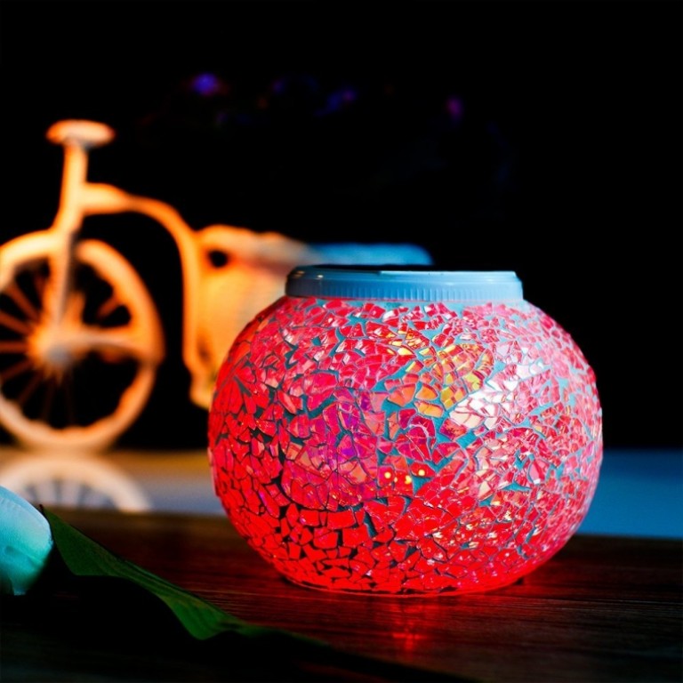 Mosaic Solar Powered Mosaic Glass Color Changing Table Lamp | Fresh ...
