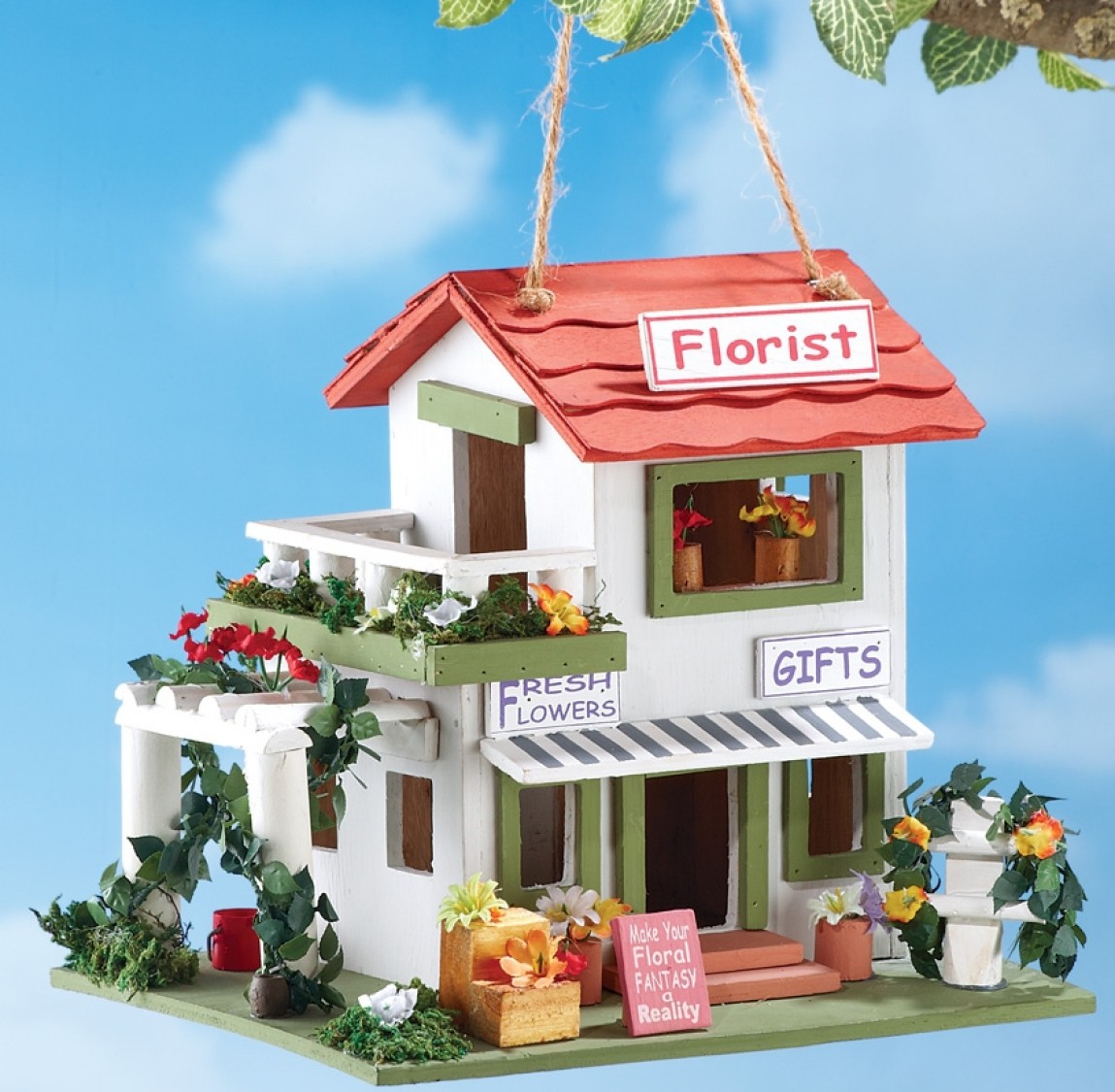 Flower Shop Hanging Birdhouse | Fresh Garden Decor