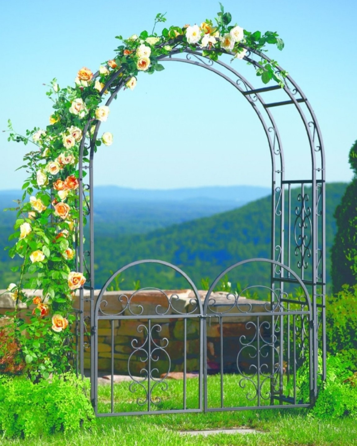 Montebello Garden Arbor Trellis with Gate | Fresh Garden Decor
