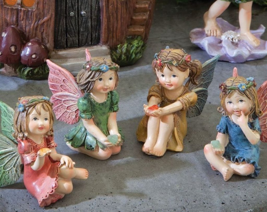Set of Four Adorable Hand Painted Winged Fairies | Fresh Garden Decor