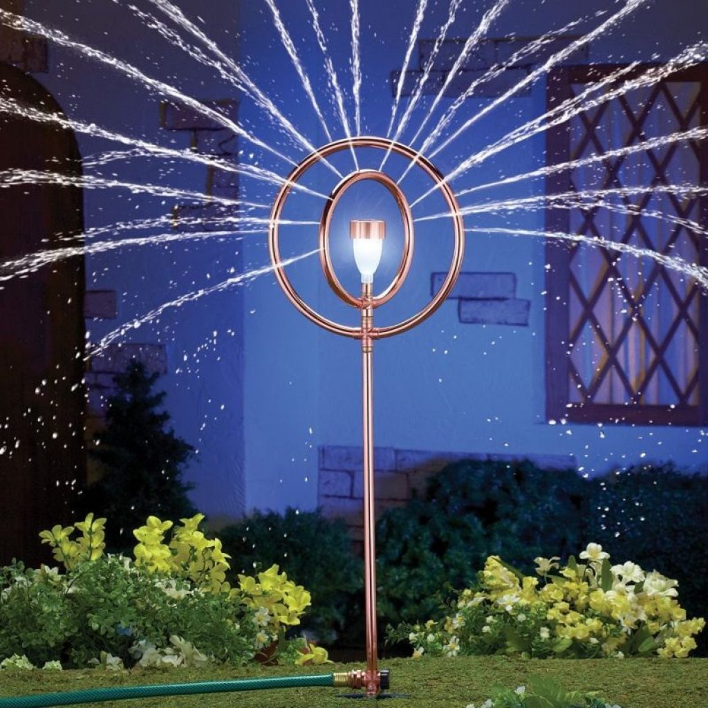 Sprinkler With Solar Lantern Stake | Fresh Garden Decor