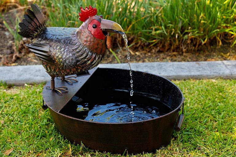 Metal Rooster Outdoor Water Fountain | Fresh Garden Decor